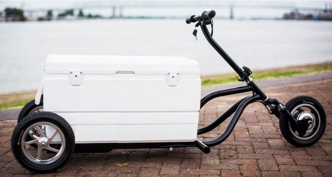 A Three-Wheeled, Rideable, Drivable Cooler