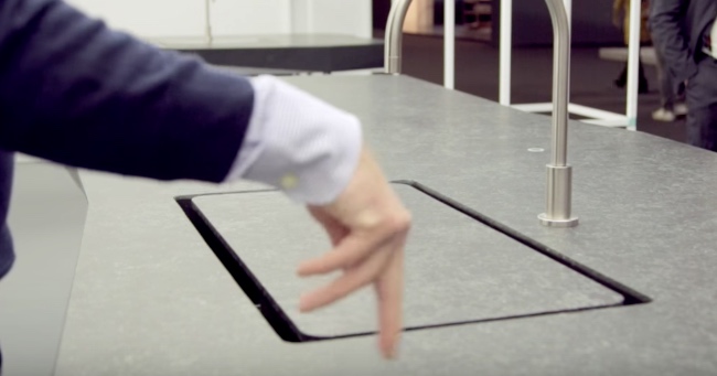 A Smart Kitchen with an Invisible Sink That Appears When You Wave Your Hand