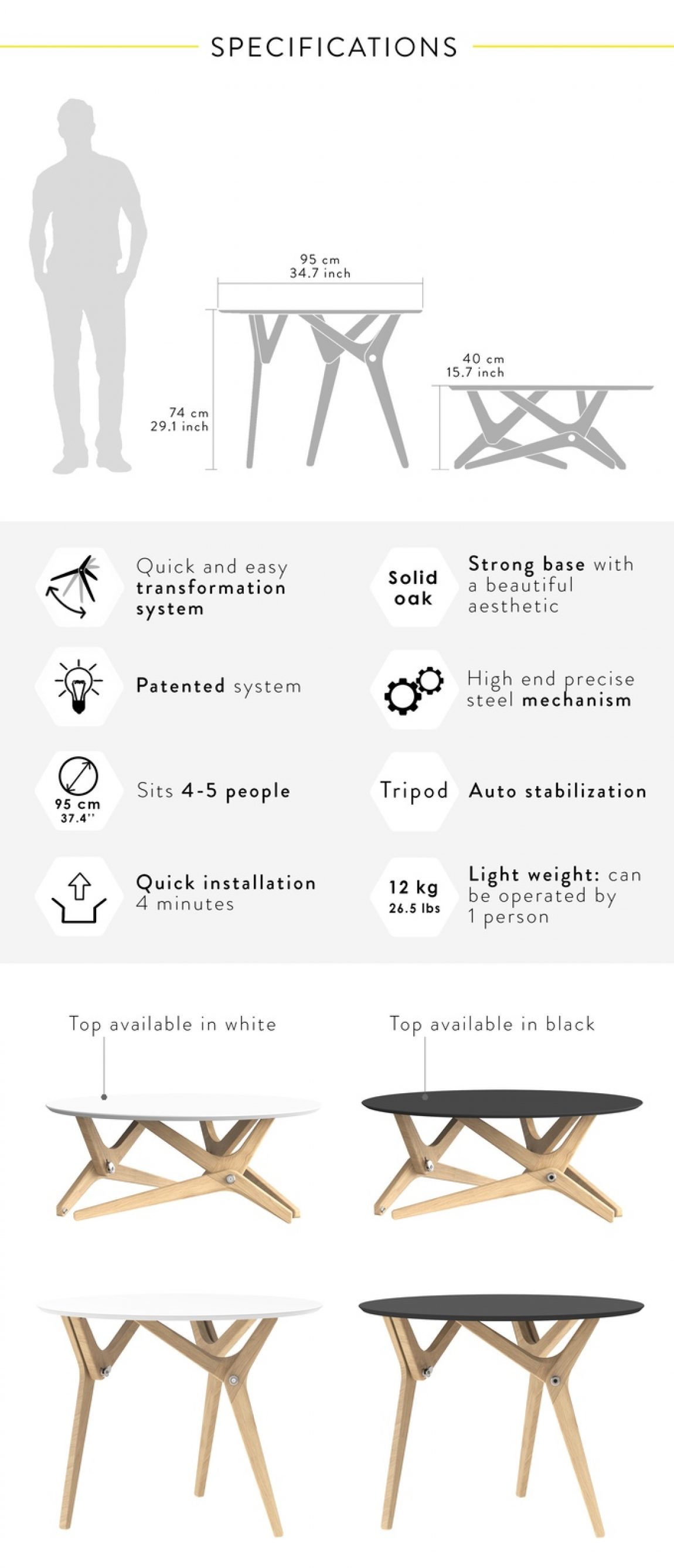 With a Pull and a Twist, This Table Shrinks and Grows to Your Needs